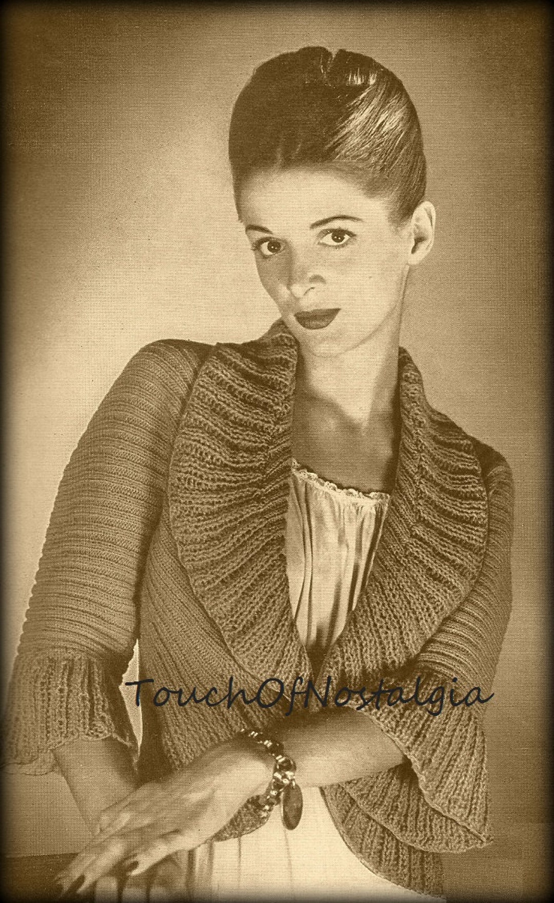 Pretty BEDJACKET Knitting Pattern - Charming Bedjacket - Flared Sleeve ...