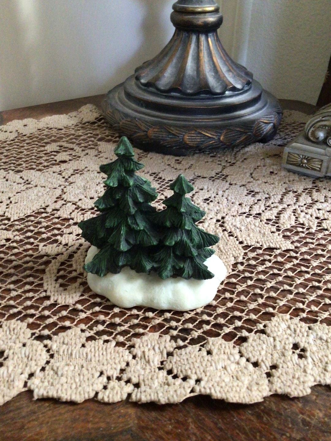 Holiday EVERGREEN TREES in Forest W/snow Village Accessory CHRISTMAS ...