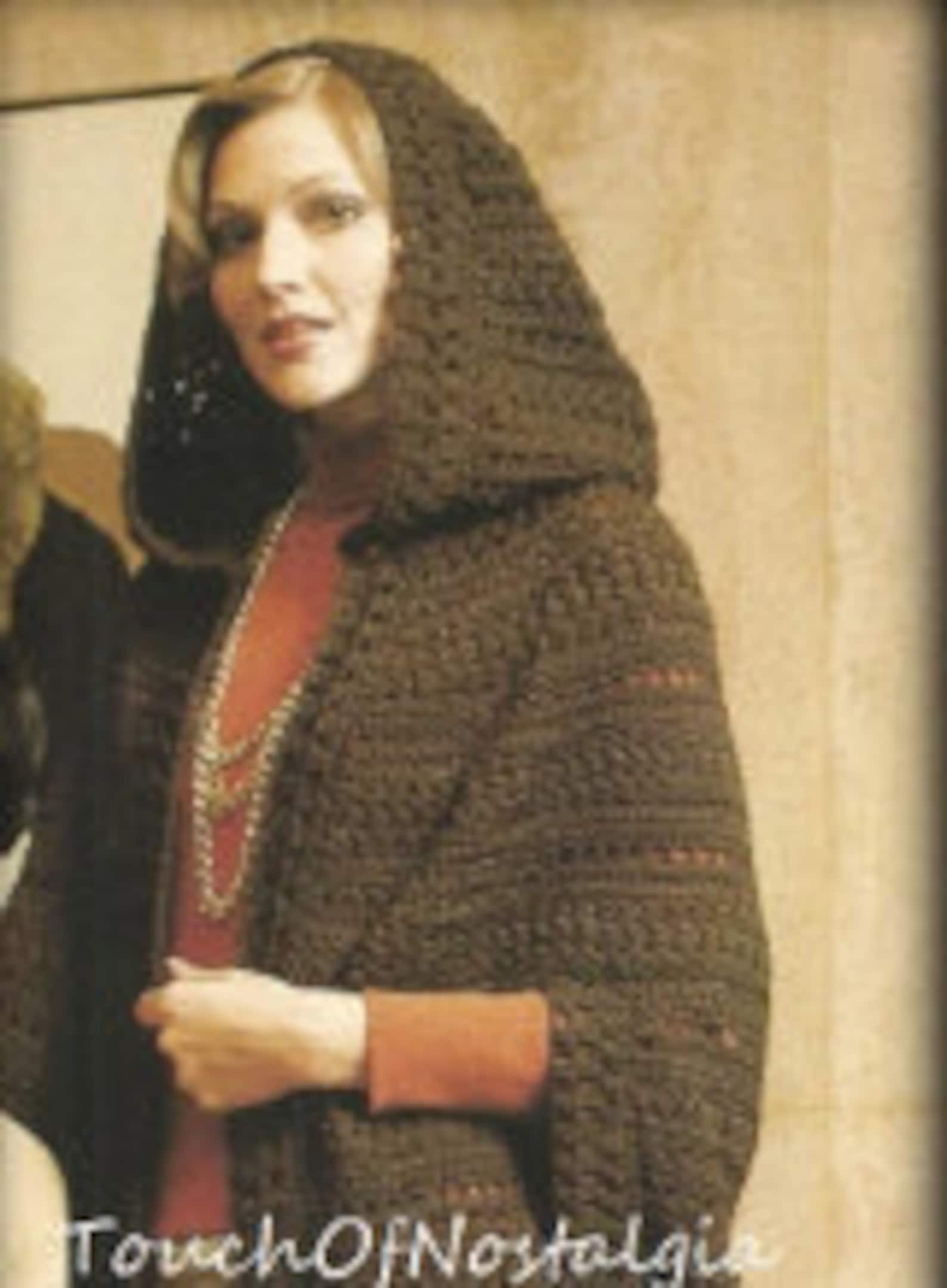 Long HOODED CLOAK CAPE Crochet Pattern Vintage - Openwork Stitch ...