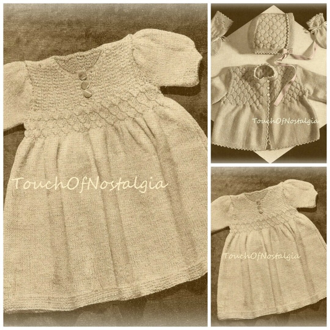 SMOCKED Baby Dress/coat Knitting Pattern - 2 Patterns Included - DAINTY ...