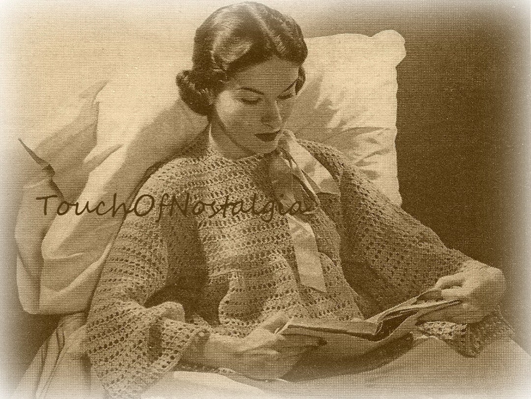 Crochet BEDJACKET Vintage Crochet Pattern - Lovely ELEGANT EYELET Bedjacket - so Feminine - Etsy