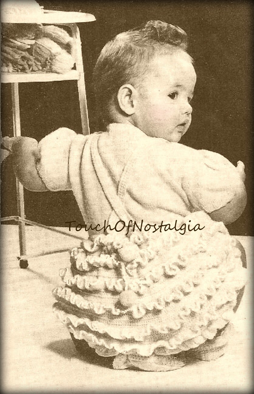 Crochet FRILLY ROMPER Pattern Frilly RUFFLES Romper/incls Knit Blouse ...