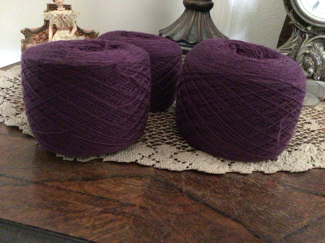 French Plum 100% MERINO WOOL Yarn LACE Weight Reclaimed/recycled Yarn ...