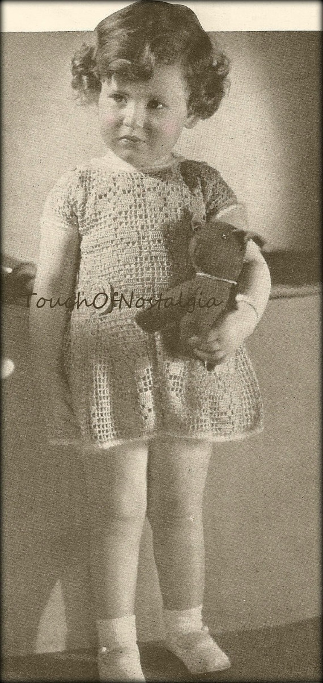 Angora Trim PARTY DRESS Crochet Pattern Little Girls Dress 18mos to 2 ...