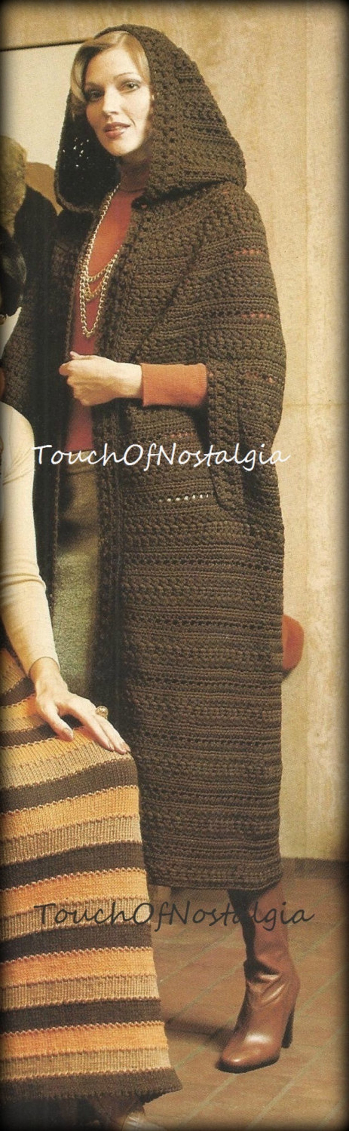 Long HOODED CLOAK CAPE Crochet Pattern Vintage - Openwork Stitch ...