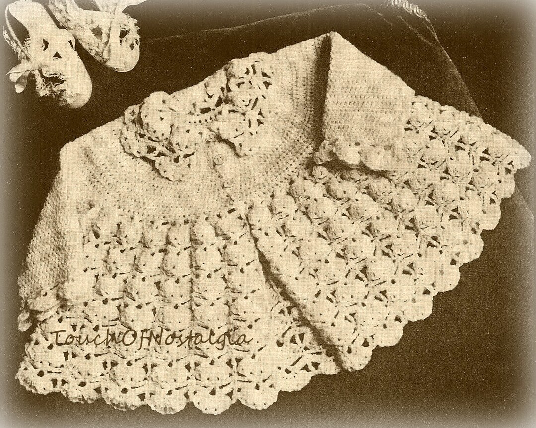 Crochet FLARED COAT Crochet Pattern LACY- 3 Sizes: 0-3 Mos/6-9 Mos/12 ...