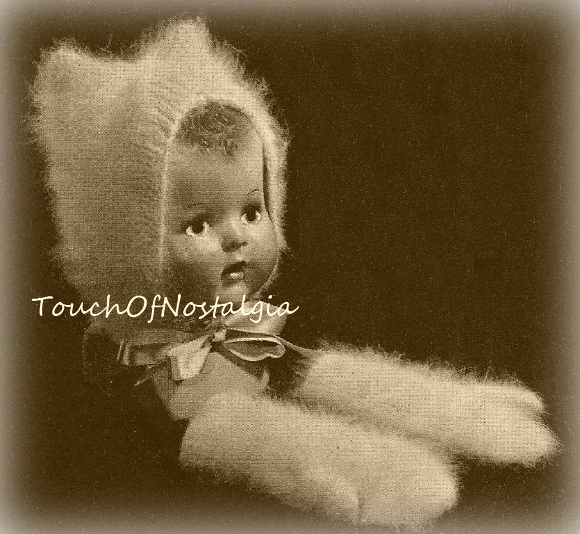 ANGORA KITTEN EAR Hat and Mitts Vintage Knitting Pattern - Little ...