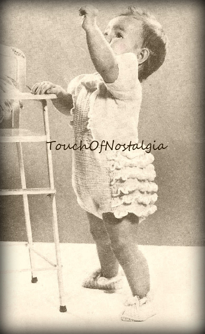 Crochet FRILLY ROMPER Pattern Frilly RUFFLES Romper/incls Knit Blouse ...