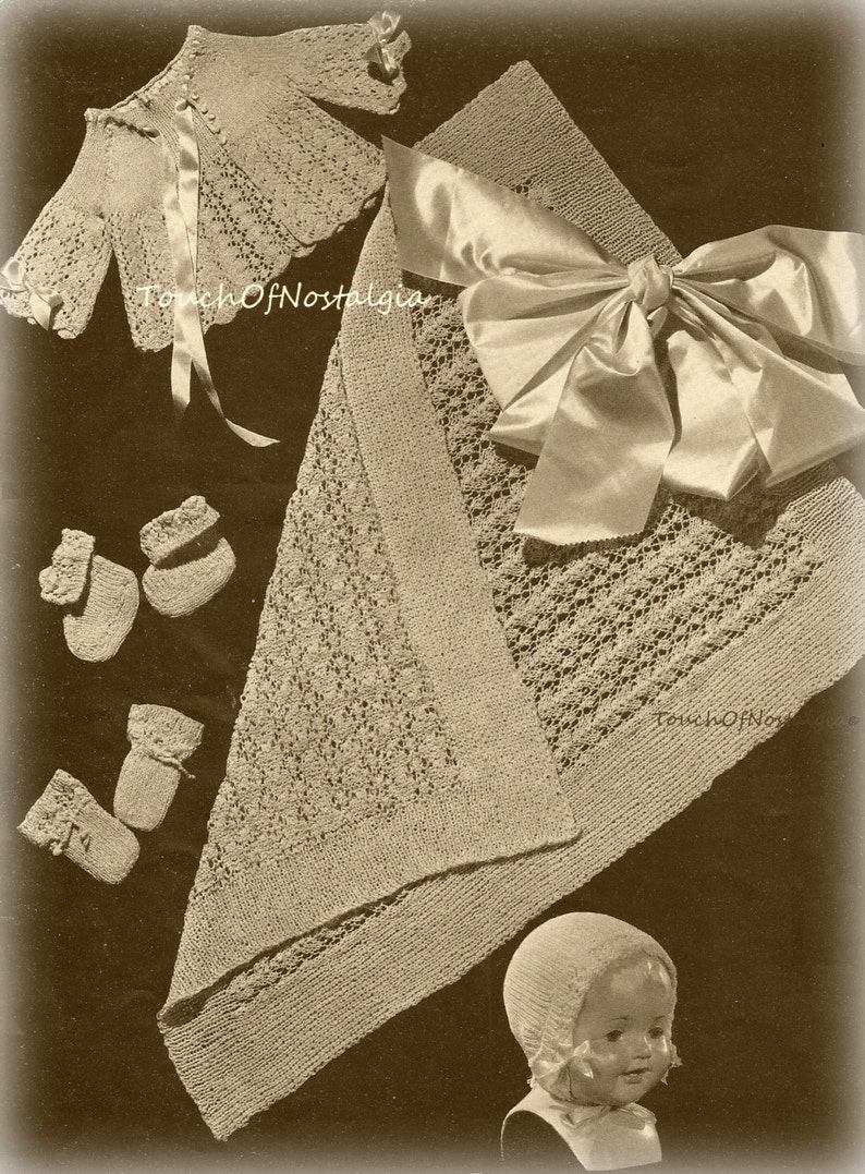 HEIRLOOM Baby Coat Set Knitting Pattern Antique - DAINTY MISS Lace ...