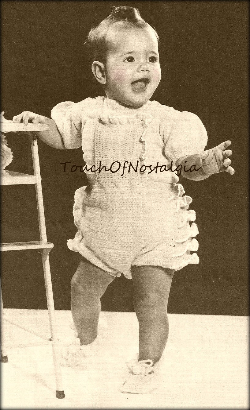 Crochet FRILLY ROMPER Pattern Frilly RUFFLES Romper/incls Knit Blouse ...