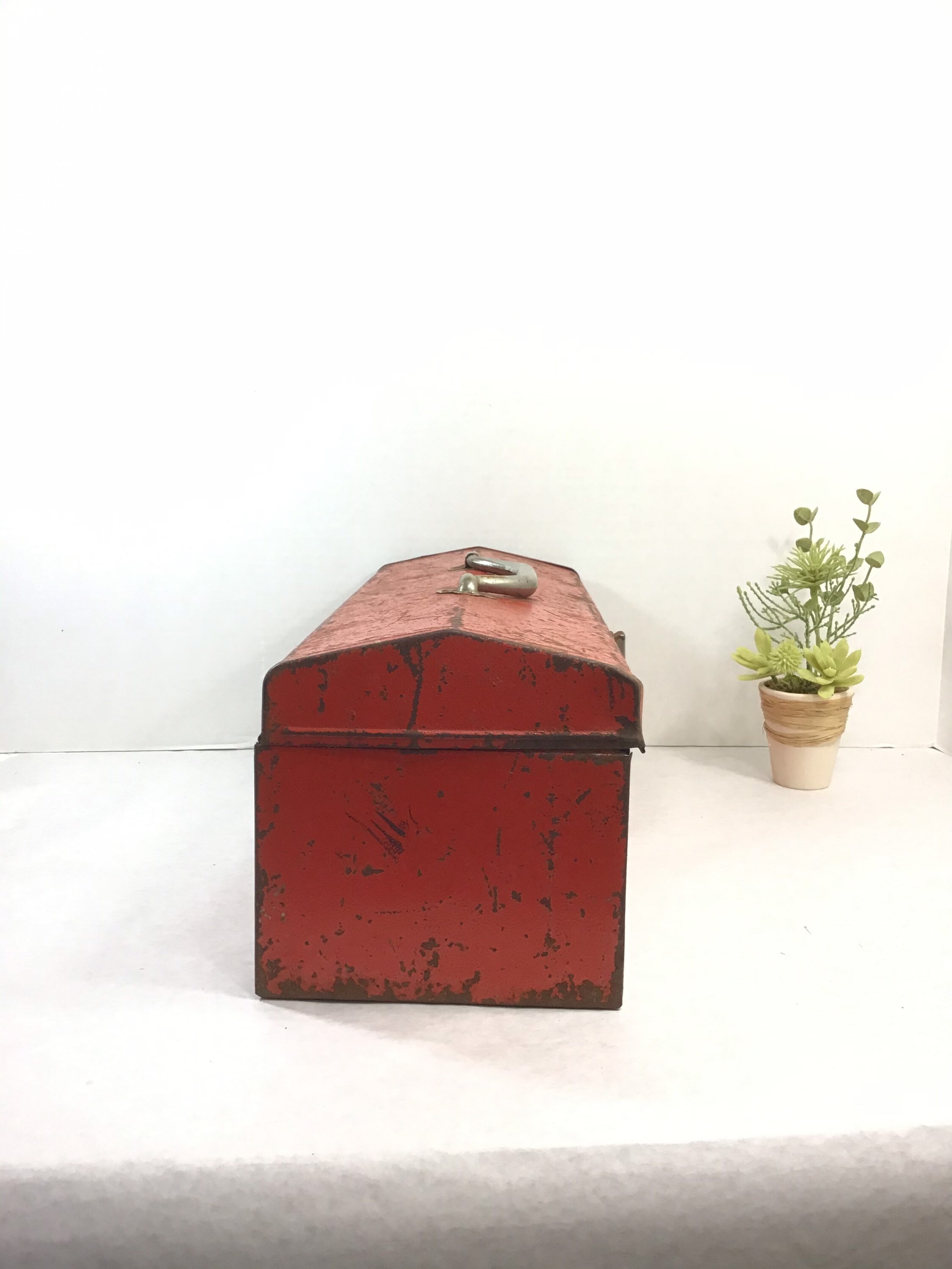 Red Metal Tool Box Industrial Decor Farmhouse Style | Etsy
