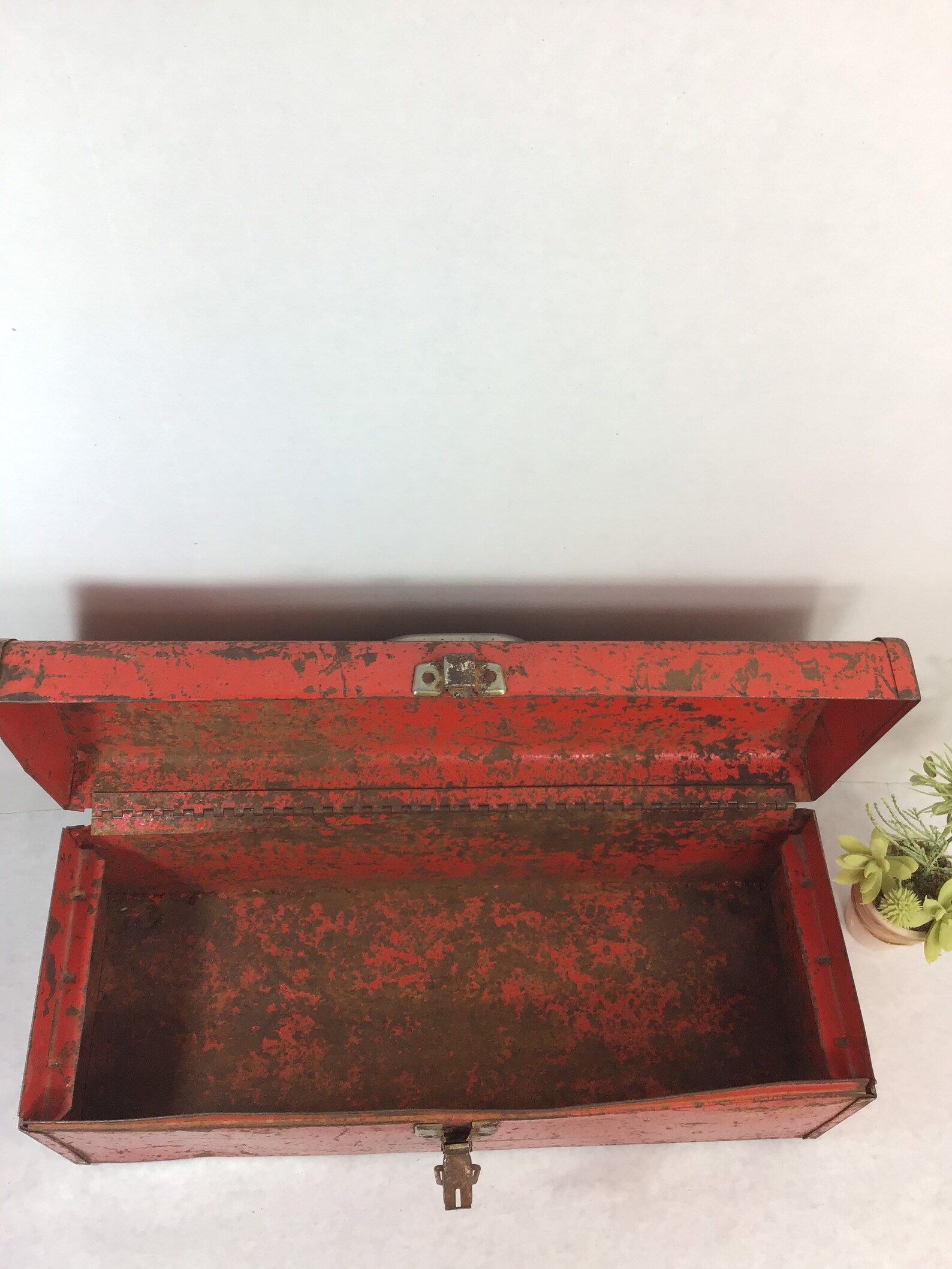 Red Metal Tool Box Industrial Decor Farmhouse Style | Etsy