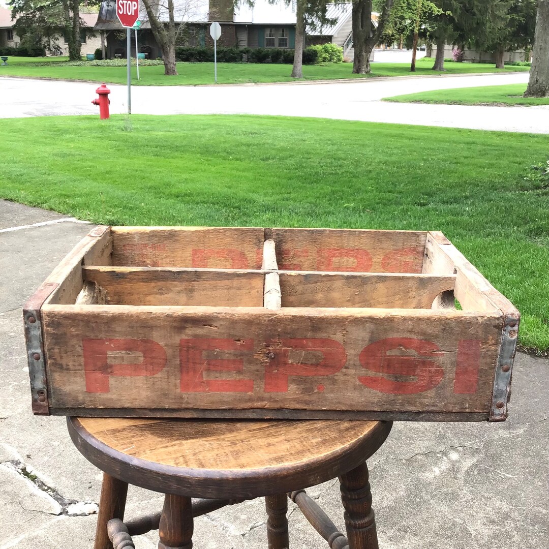 Vintage Pepsi Cola Crate 1950s Four Sections Divided Wood Pepsi Crate ...