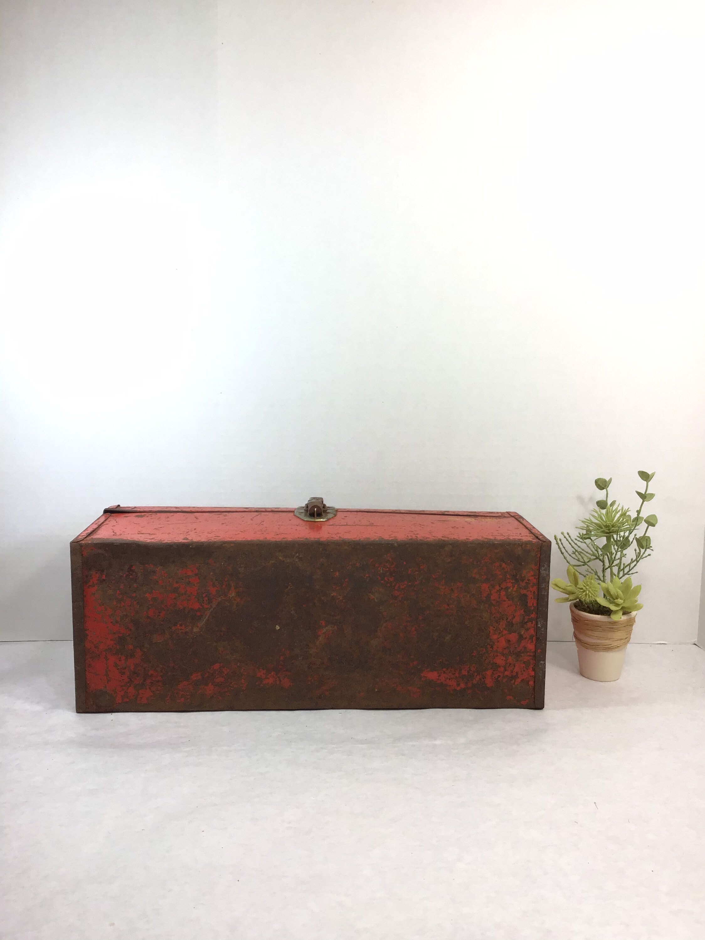 Red Metal Tool Box Industrial Decor Farmhouse Style | Etsy