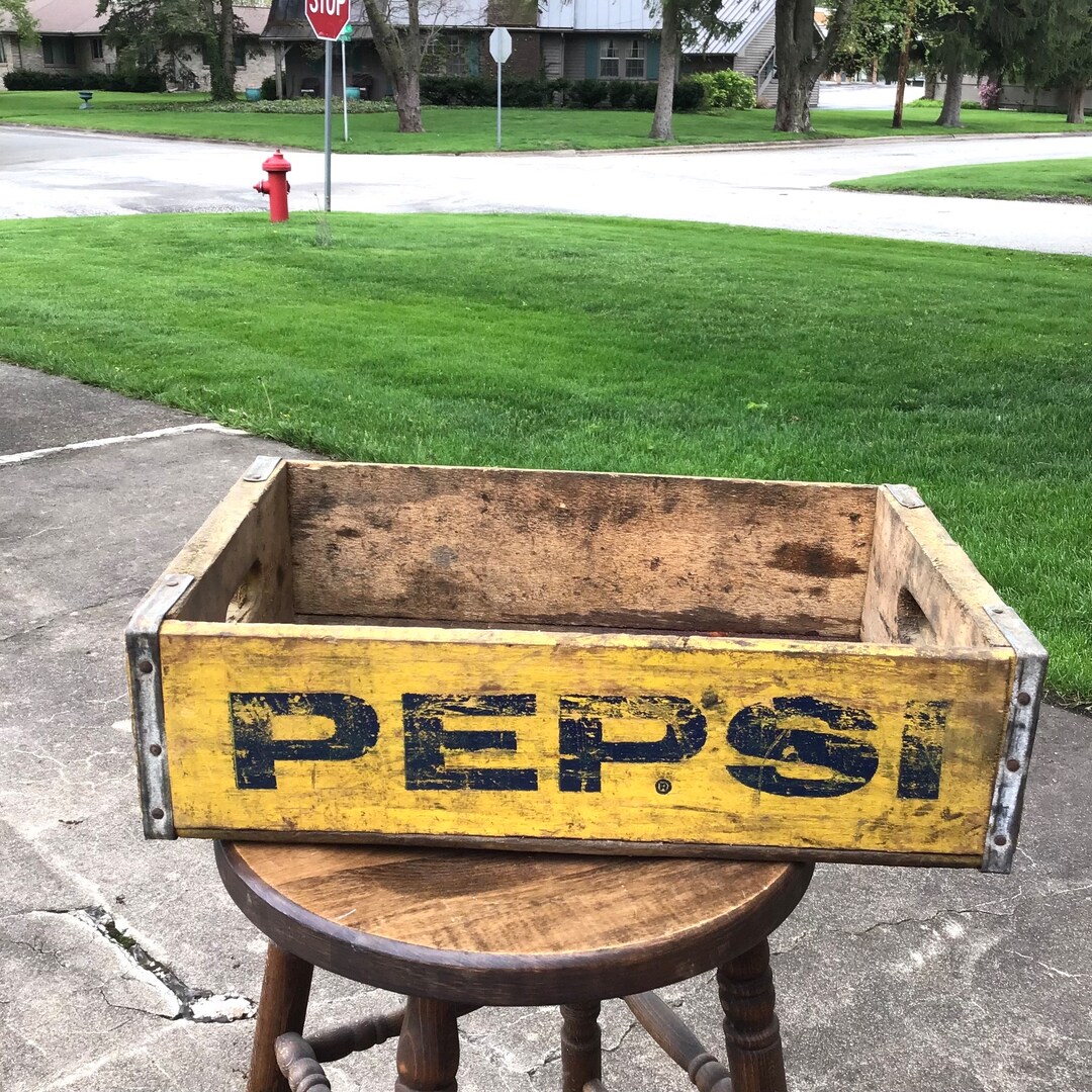 Yellow Pepsi Crate, Soda Pop Bottle Wood Carrier P4 - Etsy