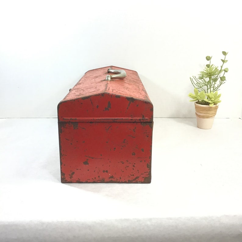 Red Metal Tool Box Industrial Decor Farmhouse Style | Etsy