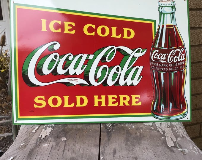 Ice Cold Coca Cola Sold Here 1989 Tin Sign, 17 X 12, Retro Coke Metal ...