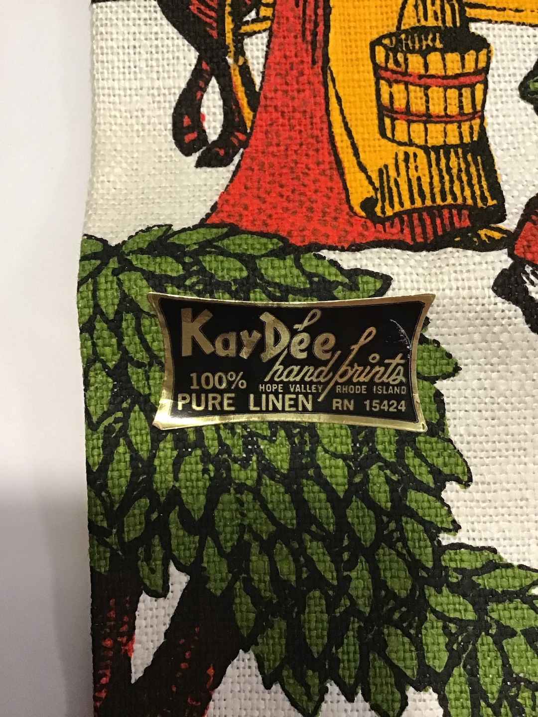 Linen Tea Towel / Kay Dee Hand Prints / Vintage the Yankee Peddler ...