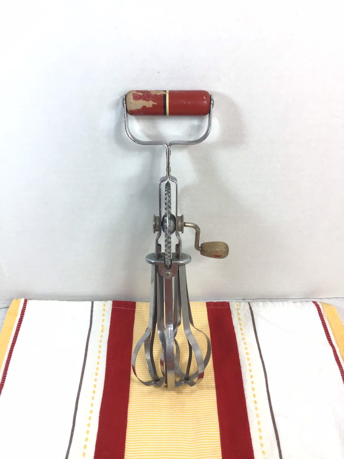 Vintage Kitchen Egg Beater A & J High Speed Hand Mixer Red - Etsy