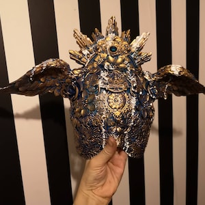 Halo Seraph Mask, Gold Angel Wings, Blue Patina - Etsy