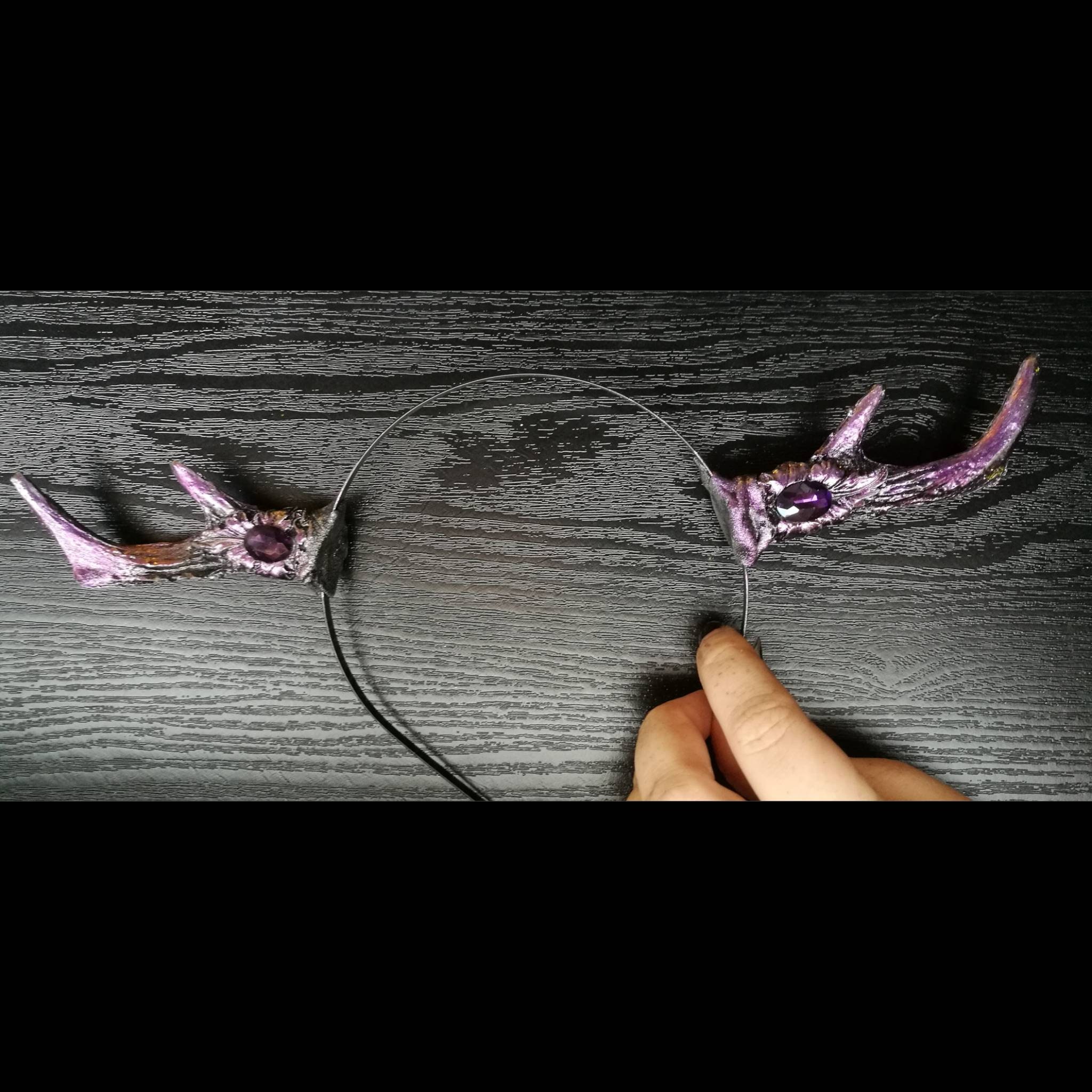 Iridescent Purple Mini Antlers With Purple Gem