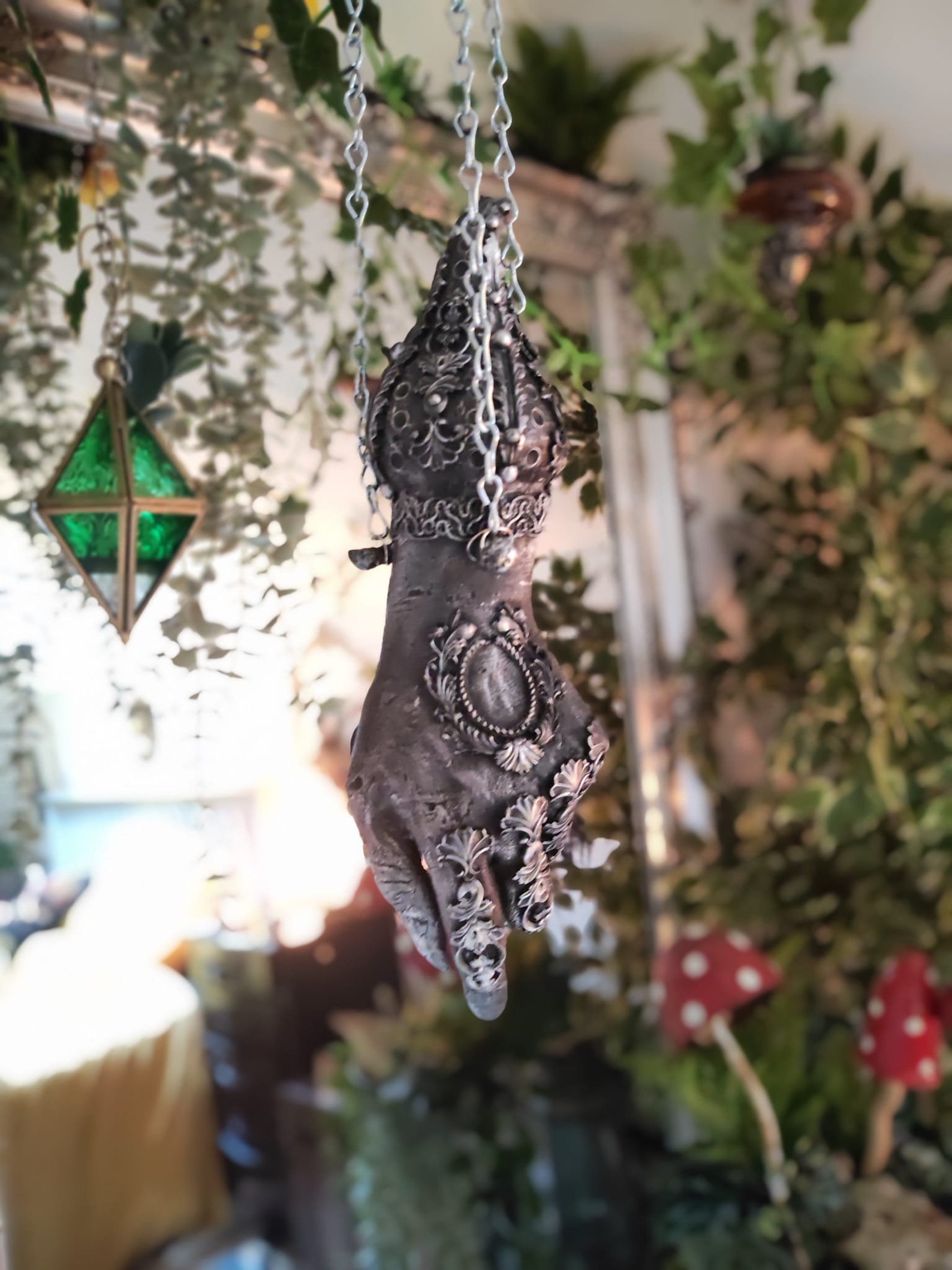 Hanging Witch Hand – Resin Goth Decor With Chains - Etsy