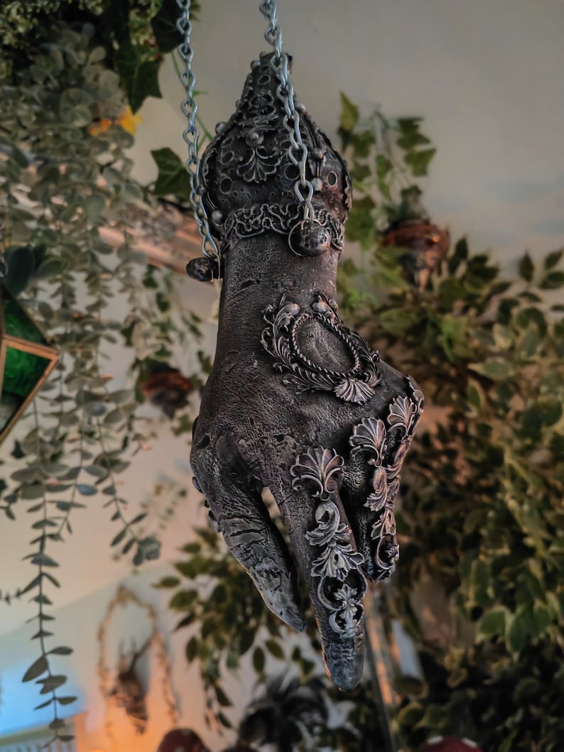 Hanging Witch Hand – Resin Goth Decor With Chains - Etsy