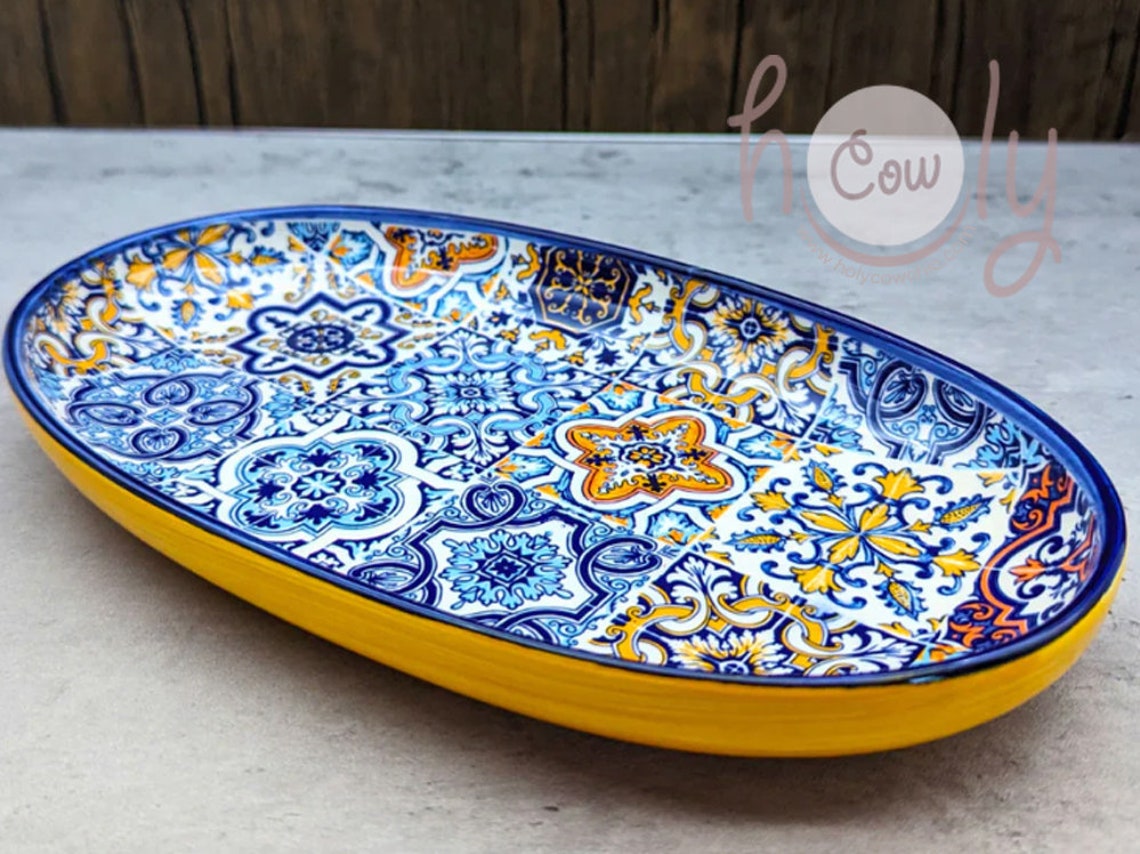 Hand Painted Ceramic Portuguese Tiles Side Dish Serving Bowl, FREE ...