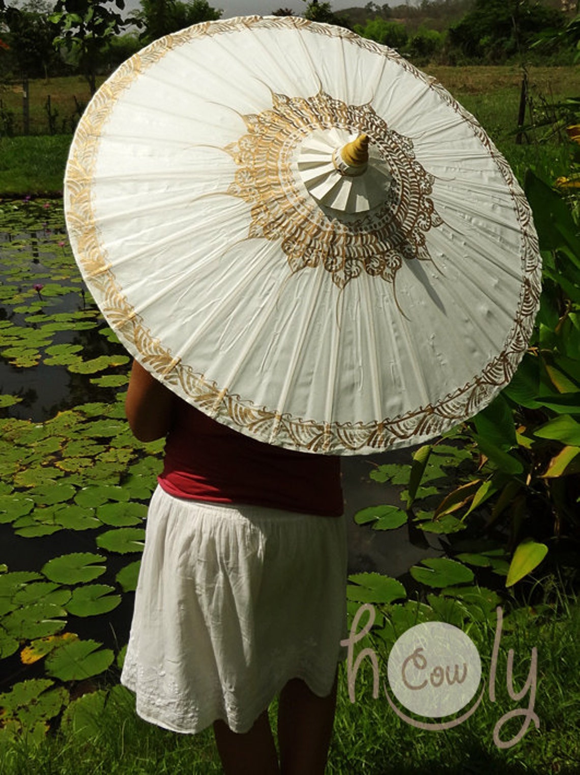 Hand Painted White Waterproof Parasol With FREE Umbrella Bag - Etsy