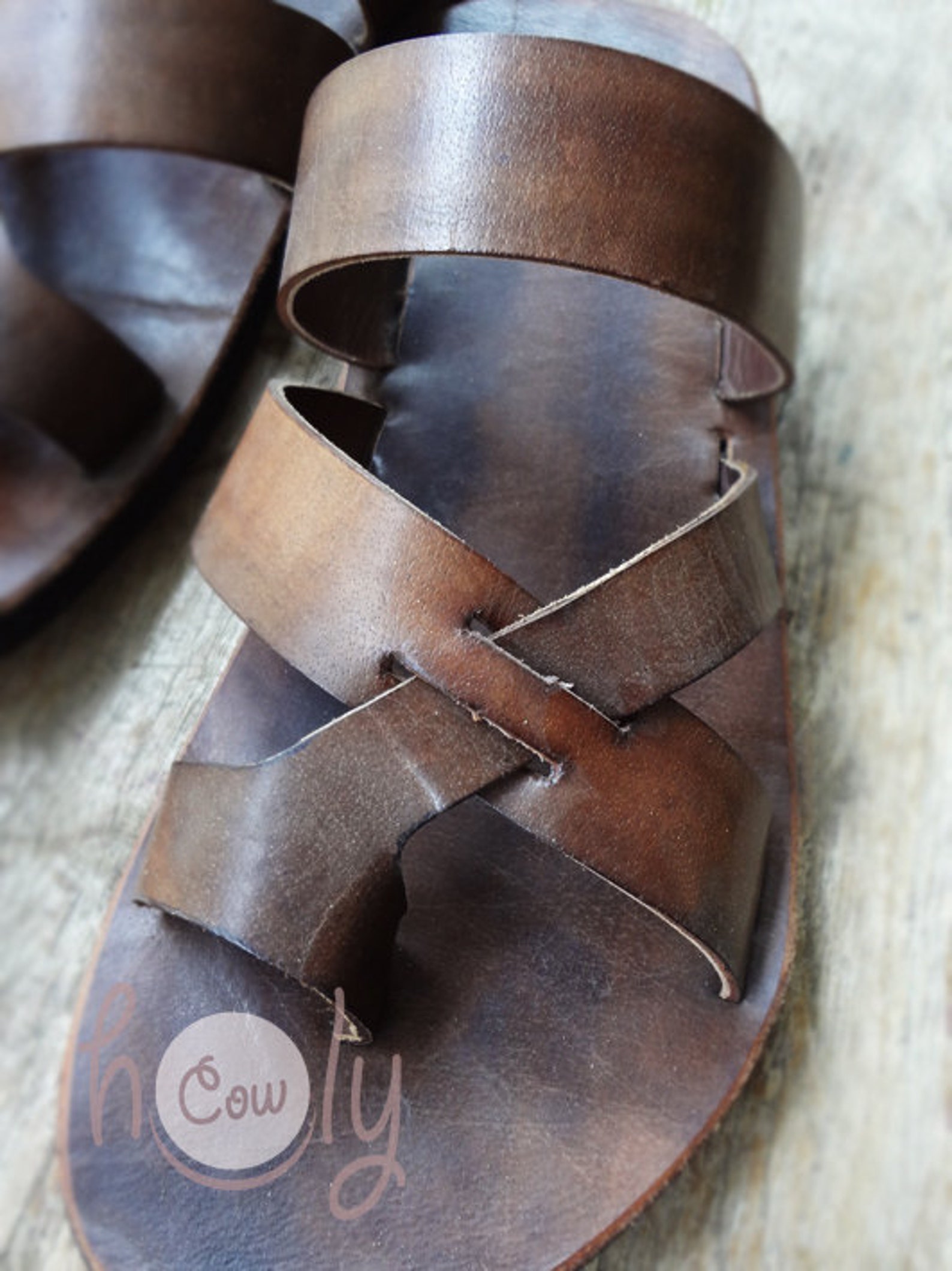 Sandalias de cuero marrón hechas a mano sandalias para | Etsy