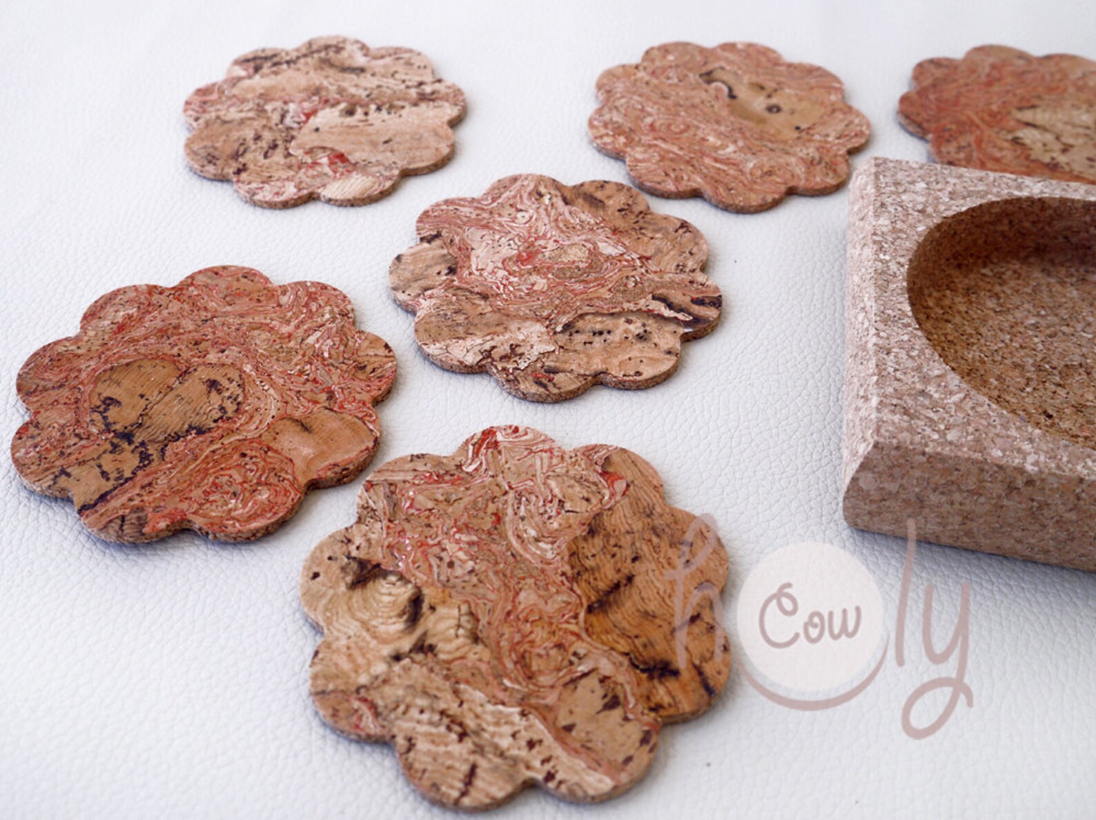 Set of Six Handmade Cork Coasters With Cork Holder Coaster - Etsy