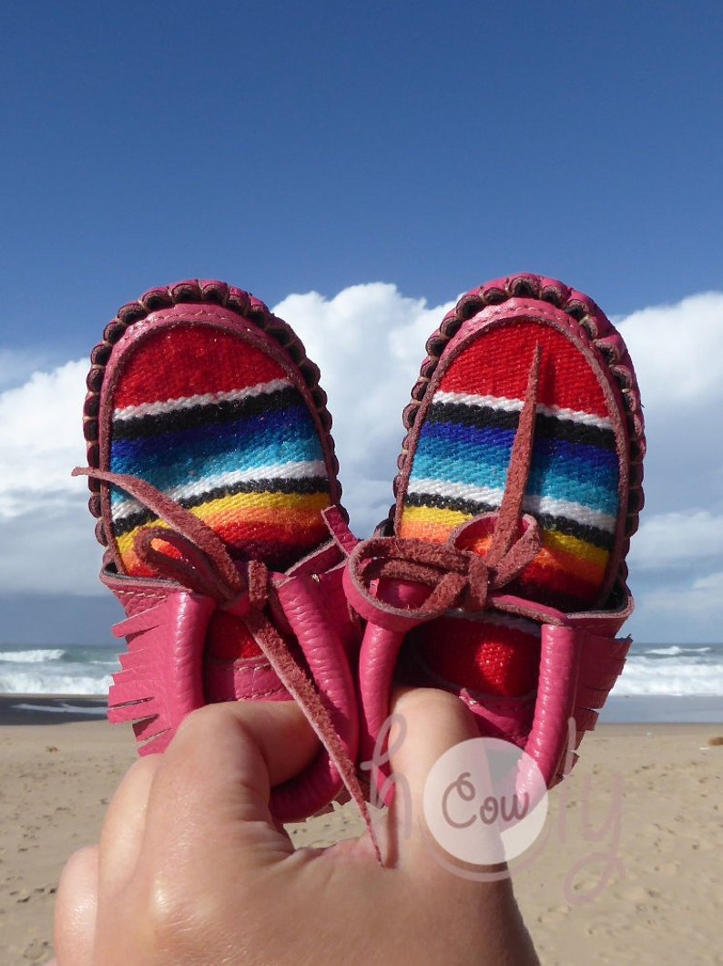 Handmade Pink Leather Baby Cowboy Serape Moccasins Baby - Etsy