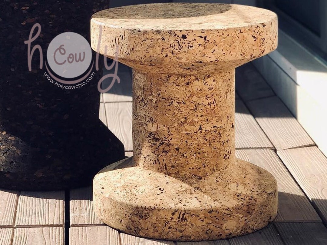Handmade Eco Friendly Small Brown Cork End Table or Stool, Eco Side ...