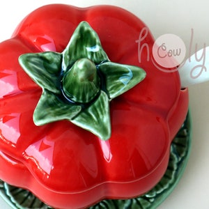 Handmade Ceramic Tomato Bowl With Cabbage Leaf Plate, Ceramic Bowl ...