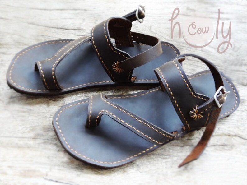 Hand Stitched Black Leather Sandals Leather Sandals. Mens - Etsy