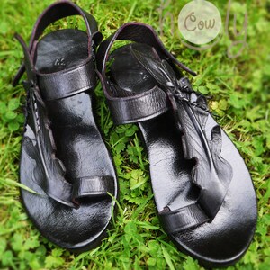 Handmade Leaf Sandals, Black Leather Sandals, Womens Boho Sandals ...