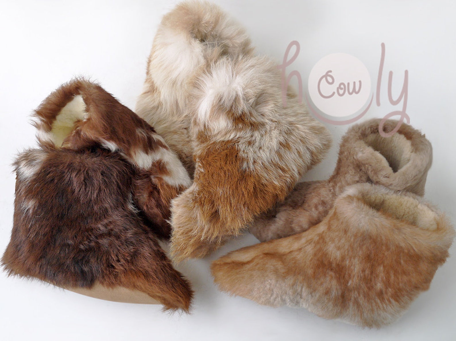 Handmade Sheepskin Woolly Slippers, Leather Slippers, Women's Slippers ...