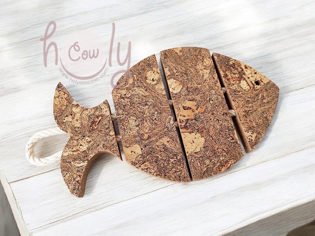 Natural Eco Thick Cork Fish Hot Pot Holder, Thick Cork Fish Hot Pad ...