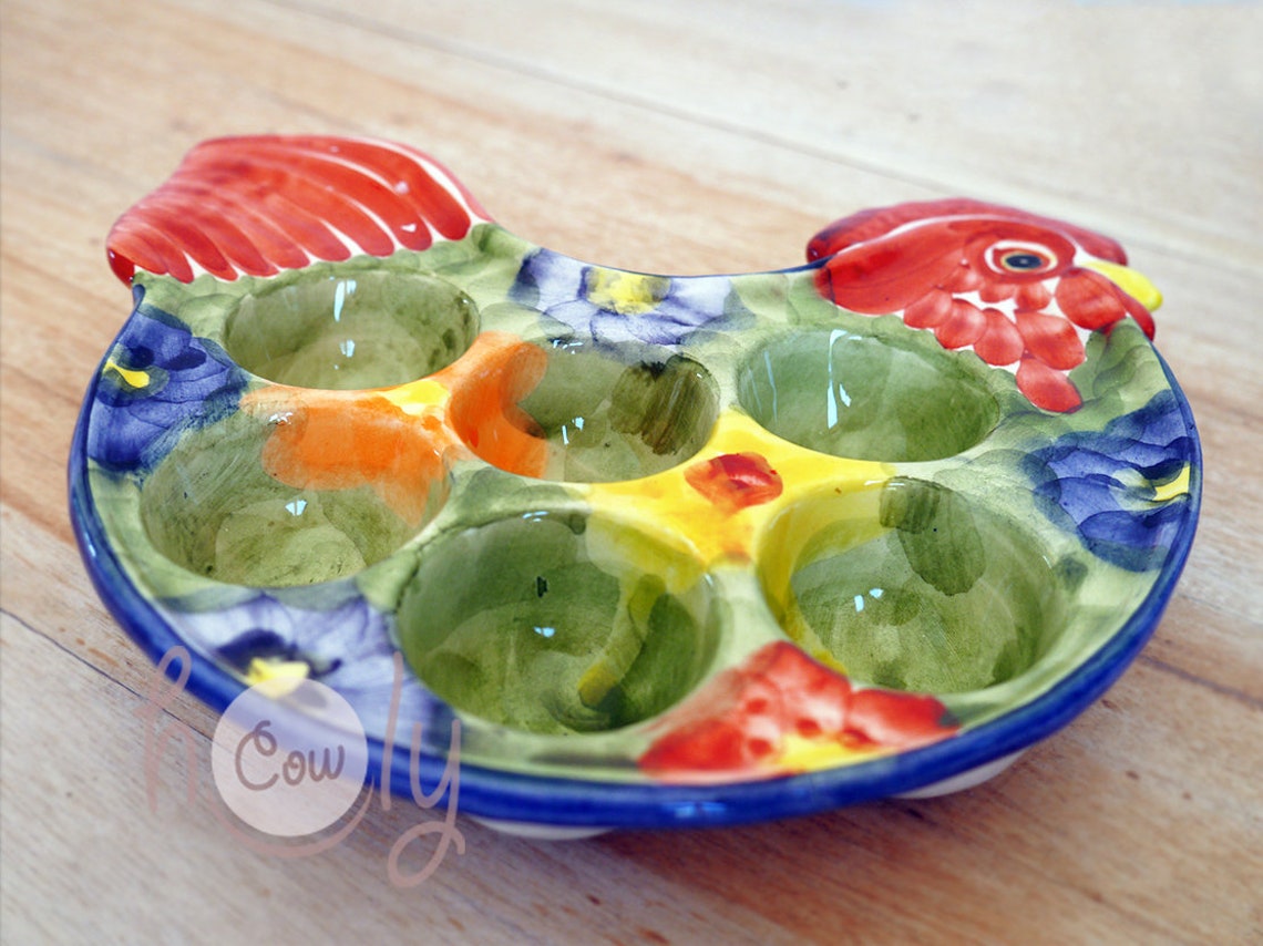 Hand Painted Colorful Ceramic Chicken Egg Holder - Etsy