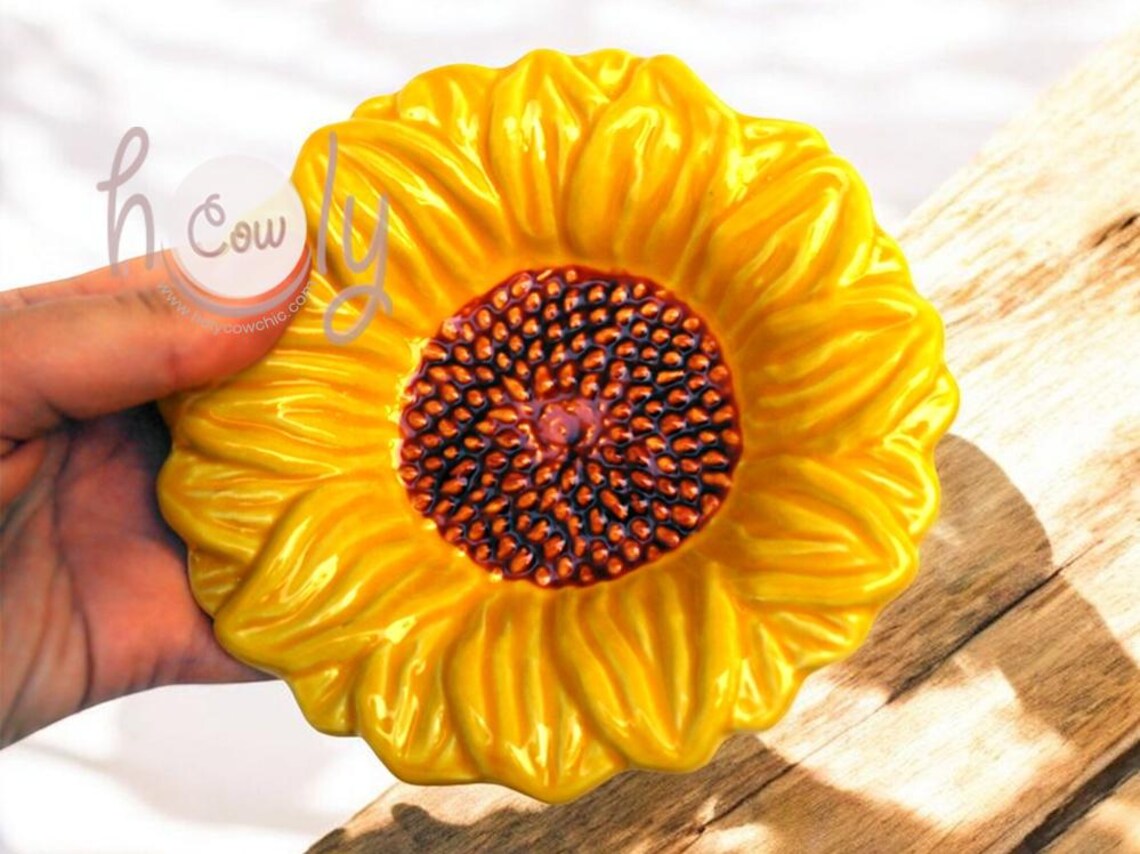 Handmade Small Ceramic Sunflower Dish, Ceramic Dish, Sunflower Plate ...