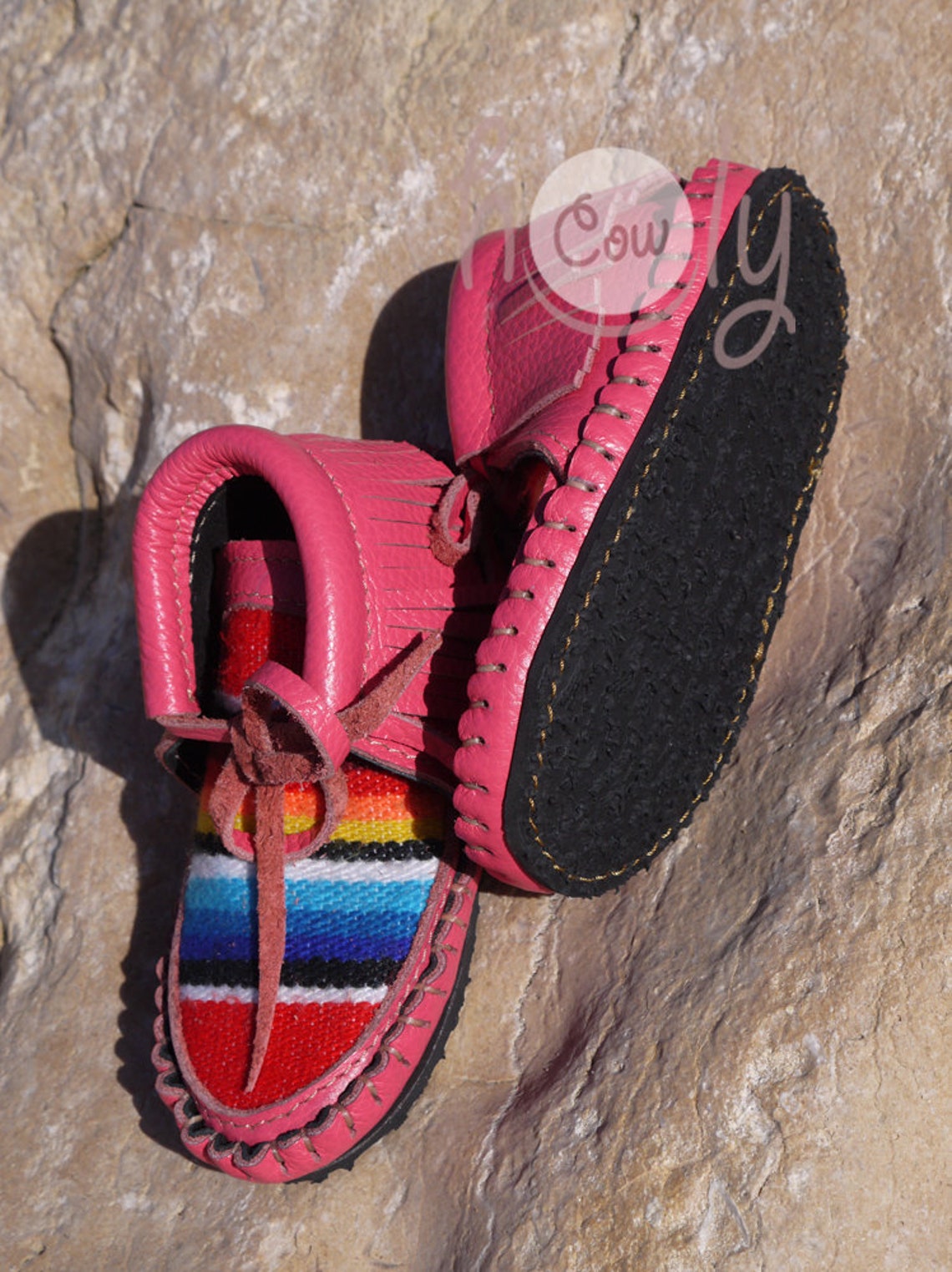 Handmade Pink Leather Baby Cowboy Serape Moccasins Baby - Etsy