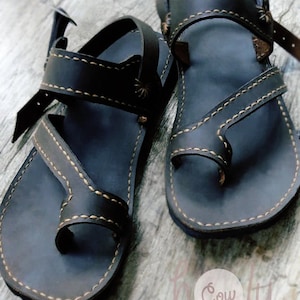 Hand Stitched Black Leather Sandals, Leather Sandals. Mens Sandals ...
