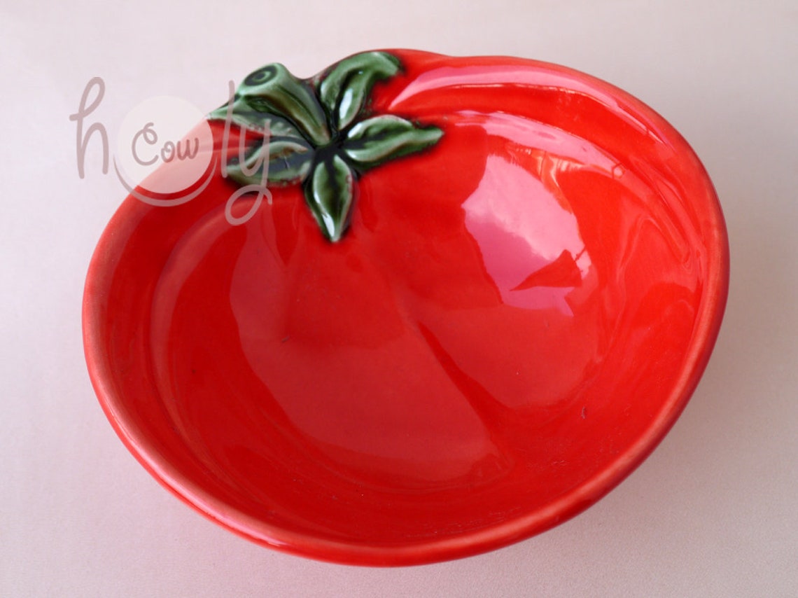 Handmade Ceramic Tomato Bowl With Cabbage Leaf Plate Ceramic - Etsy