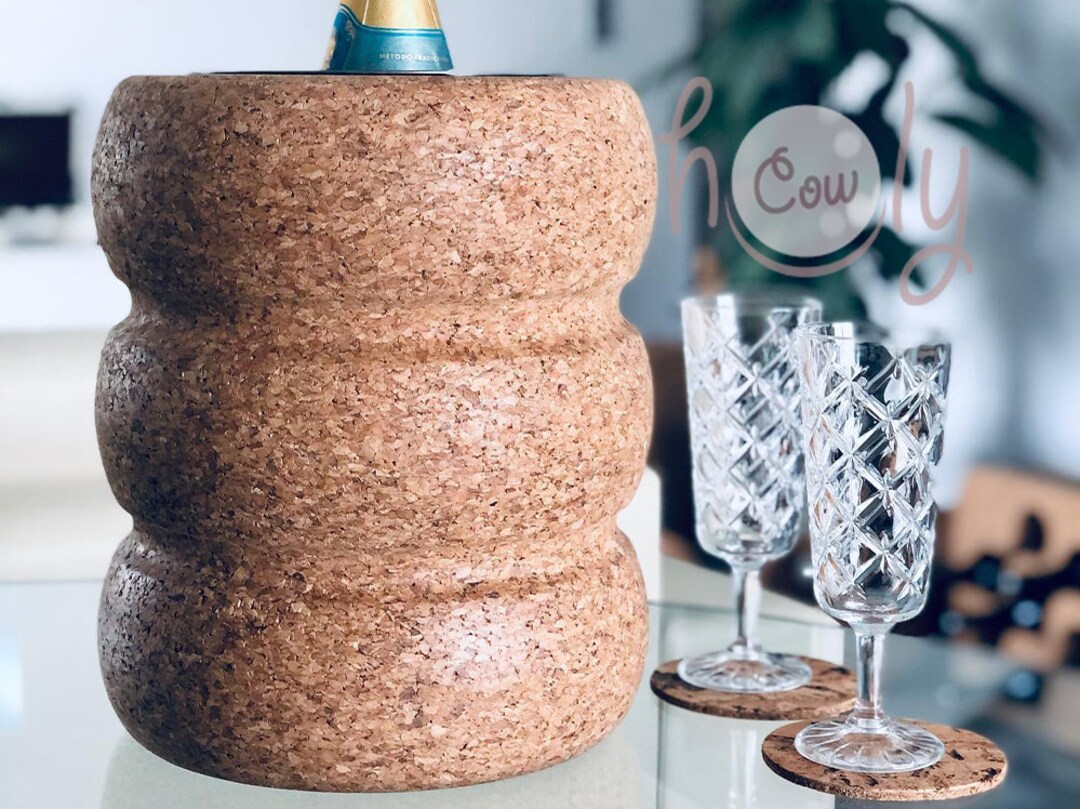 Eco Natural Large Cork Wine Ice Bucket, Large Champagne Ice Bucket ...
