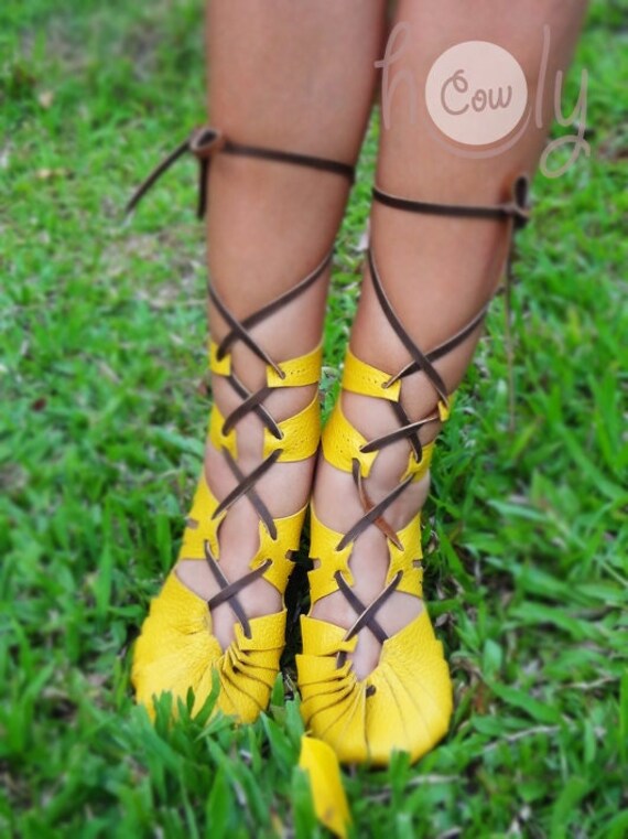 Yellow Leather Sandals Boho Sandals Mens Sandals Womens | Etsy