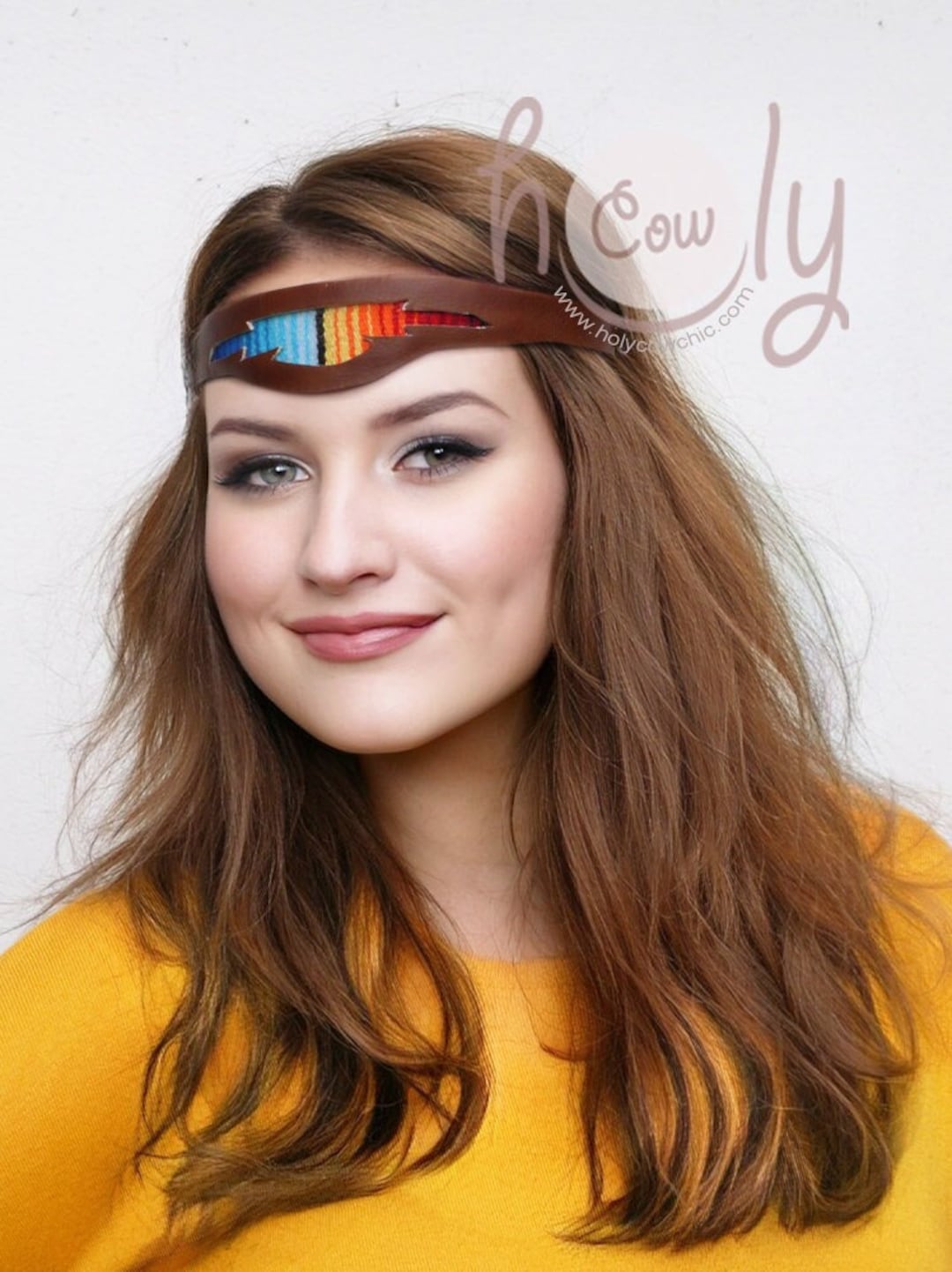 Handmade Leather Headband, Leather Headband, Hippie Serape Headband ...