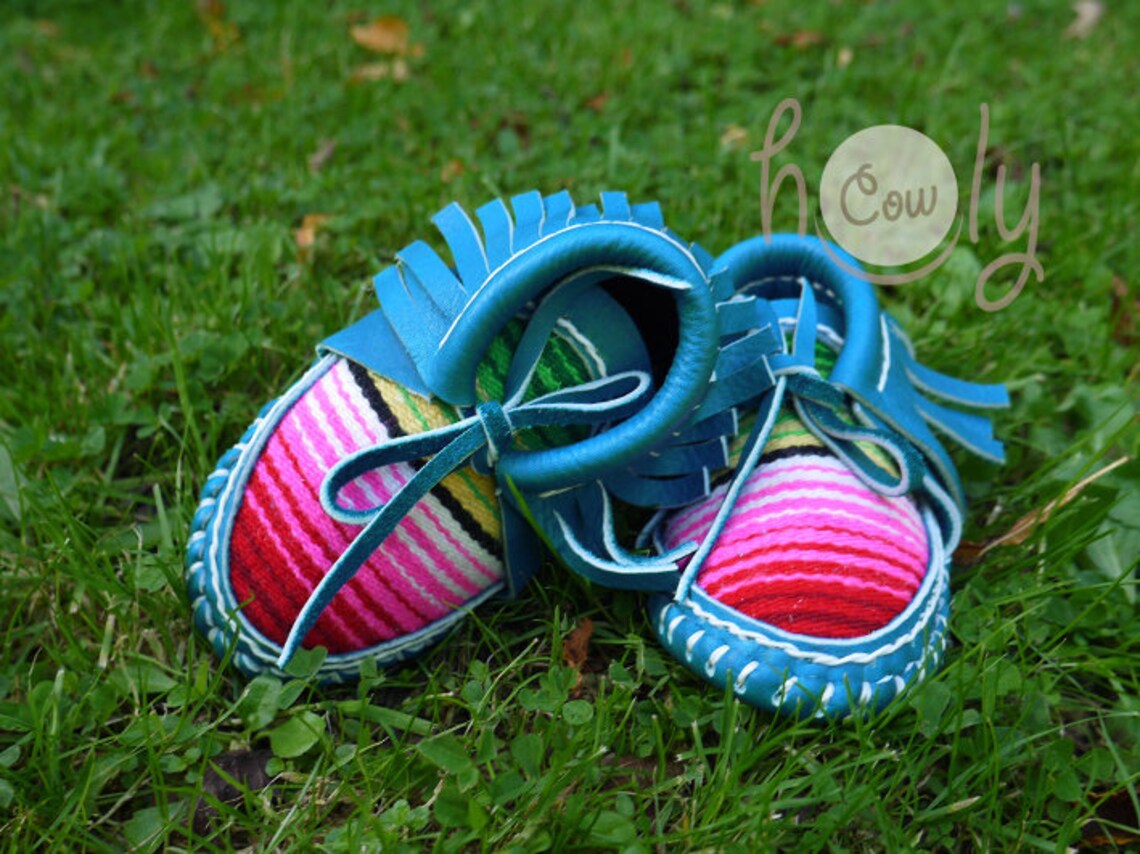 Turquoise Leather Baby Cowboy Serape Moccasins Baby | Etsy