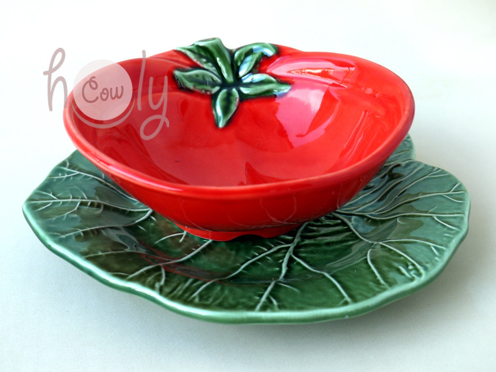Handmade Ceramic Tomato Bowl With Cabbage Leaf Plate Ceramic - Etsy