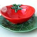 Handmade Ceramic Tomato Bowl With Cabbage Leaf Plate, Ceramic Bowl ...