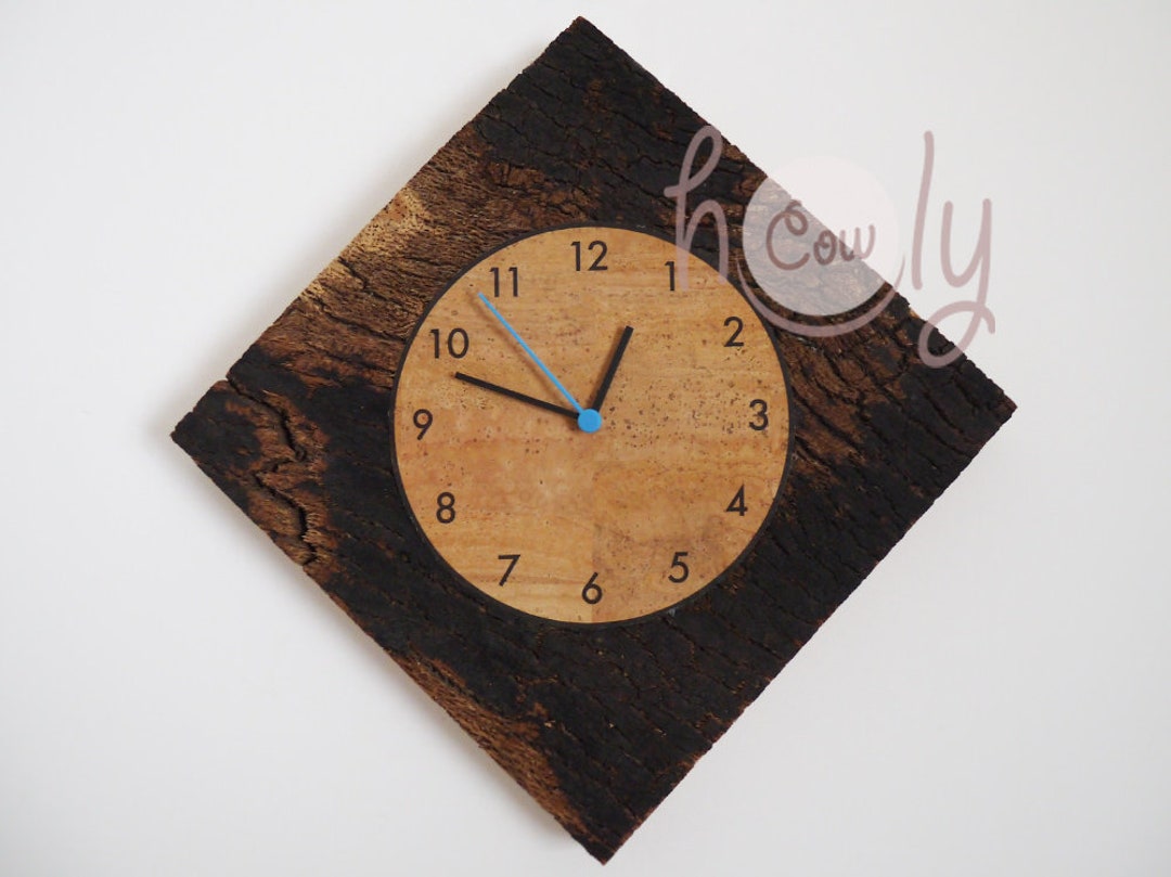 Handmade Square Natural Eco Friendly Cork Wall Clock, Rustic Wall Clock ...